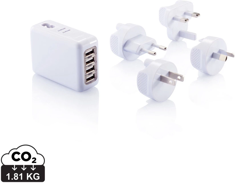 Travel plug with 4 USB ports | ROI